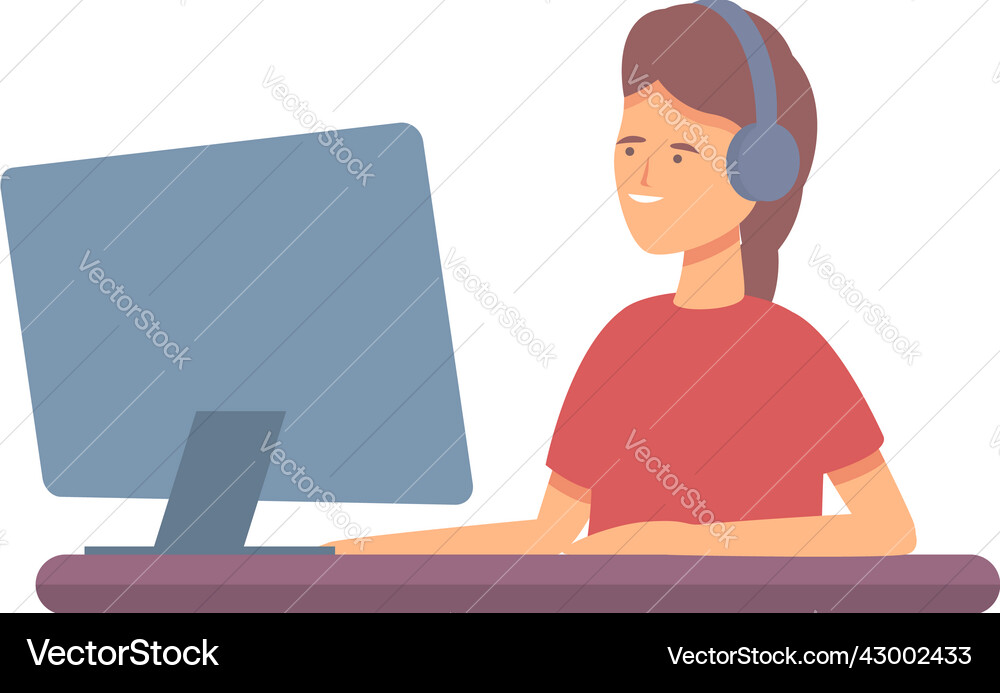 Online study call icon cartoon kid child Vector Image