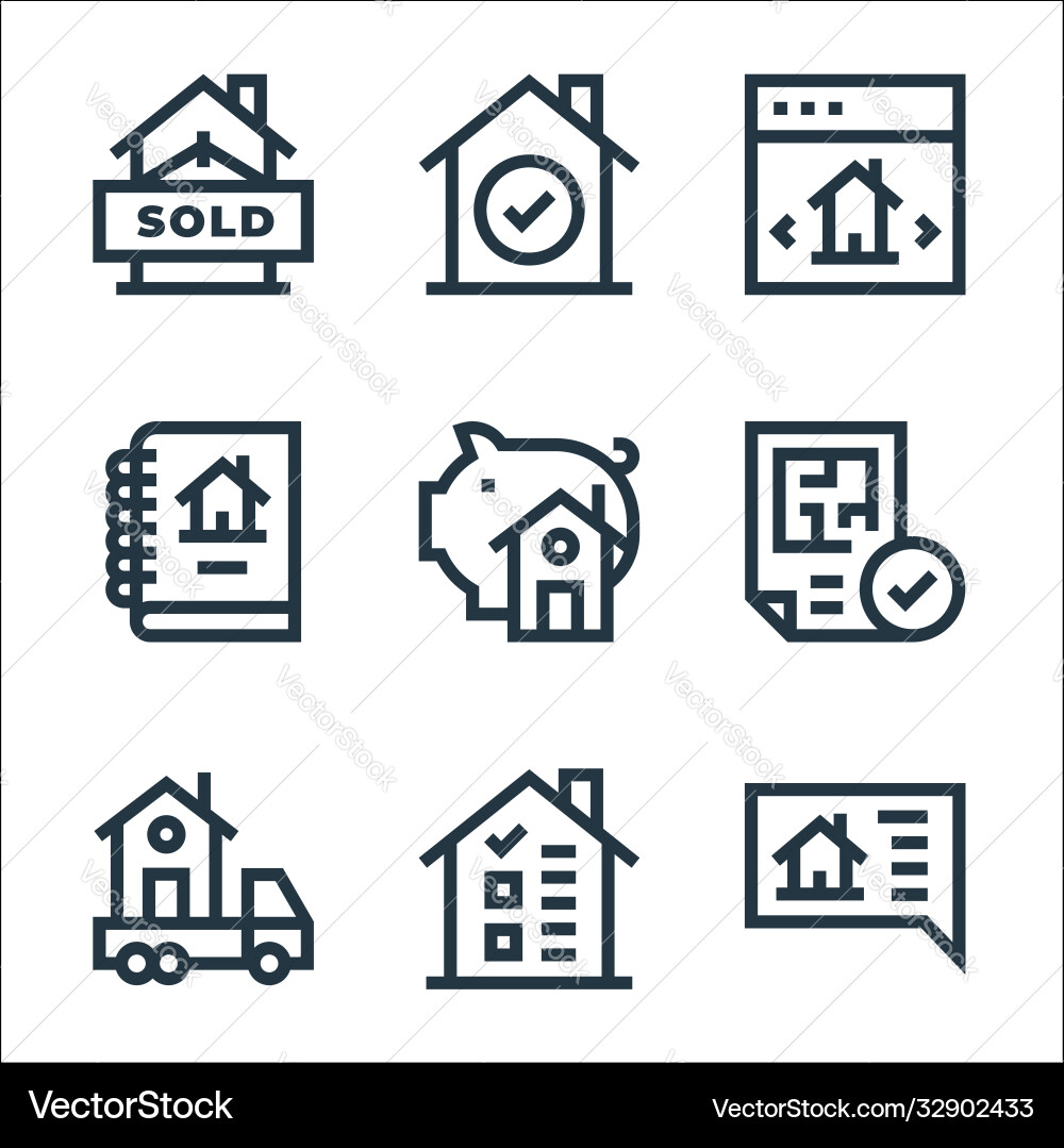 Real estate line icons linear set quality line Vector Image