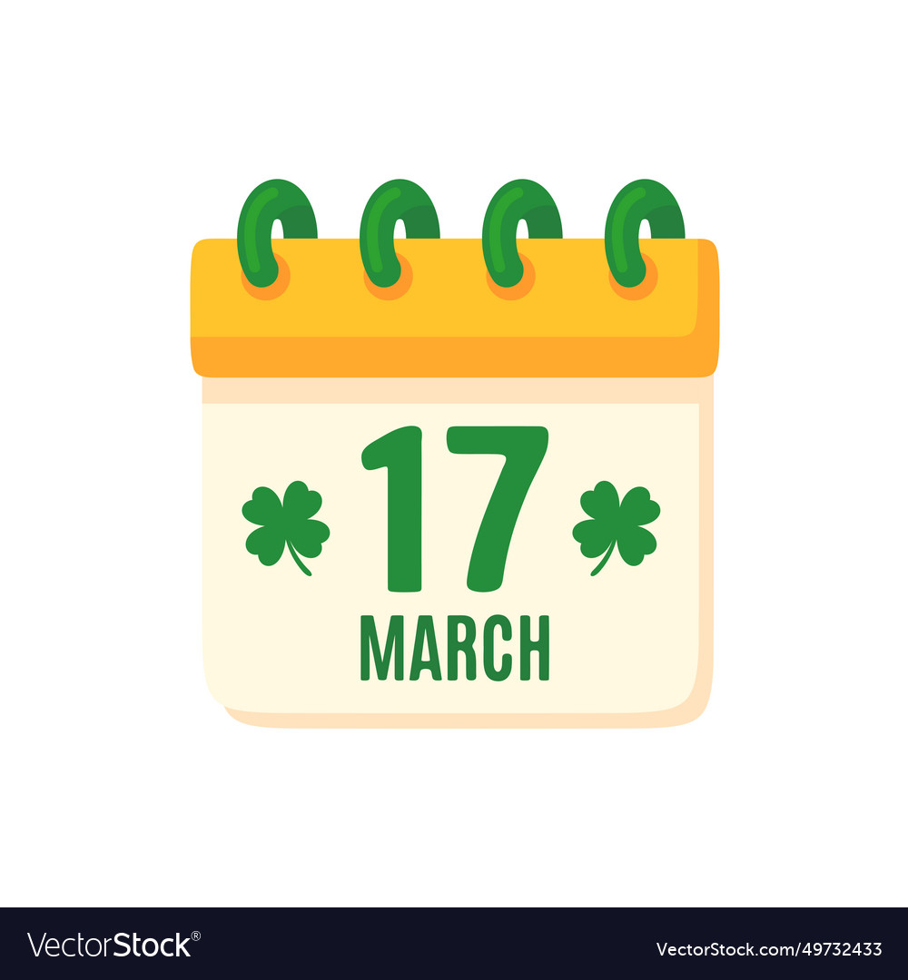 St patricks day calendar decorated with clover Vector Image