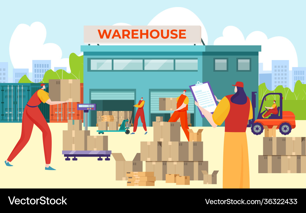 Warehouse inscription on building logistics Vector Image