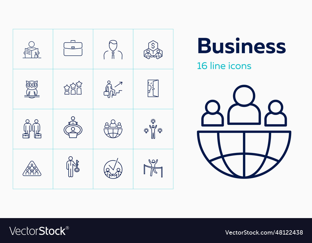 Business line icon set Royalty Free Vector Image