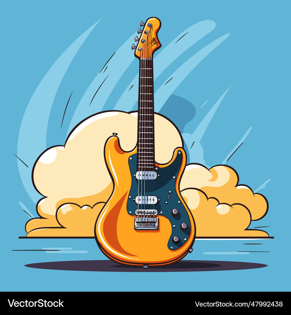Electric guitar hand-drawn comic guitar Royalty Free Vector
