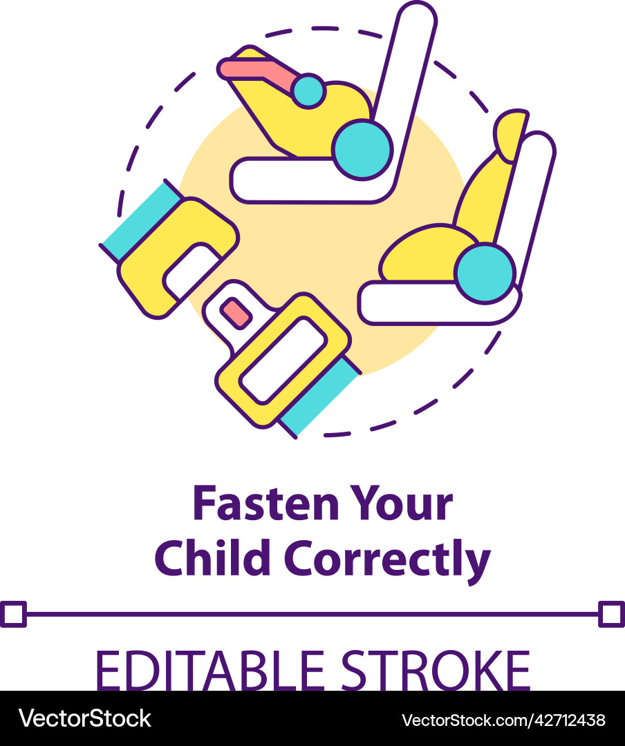 Fasten your child correctly concept icon Vector Image