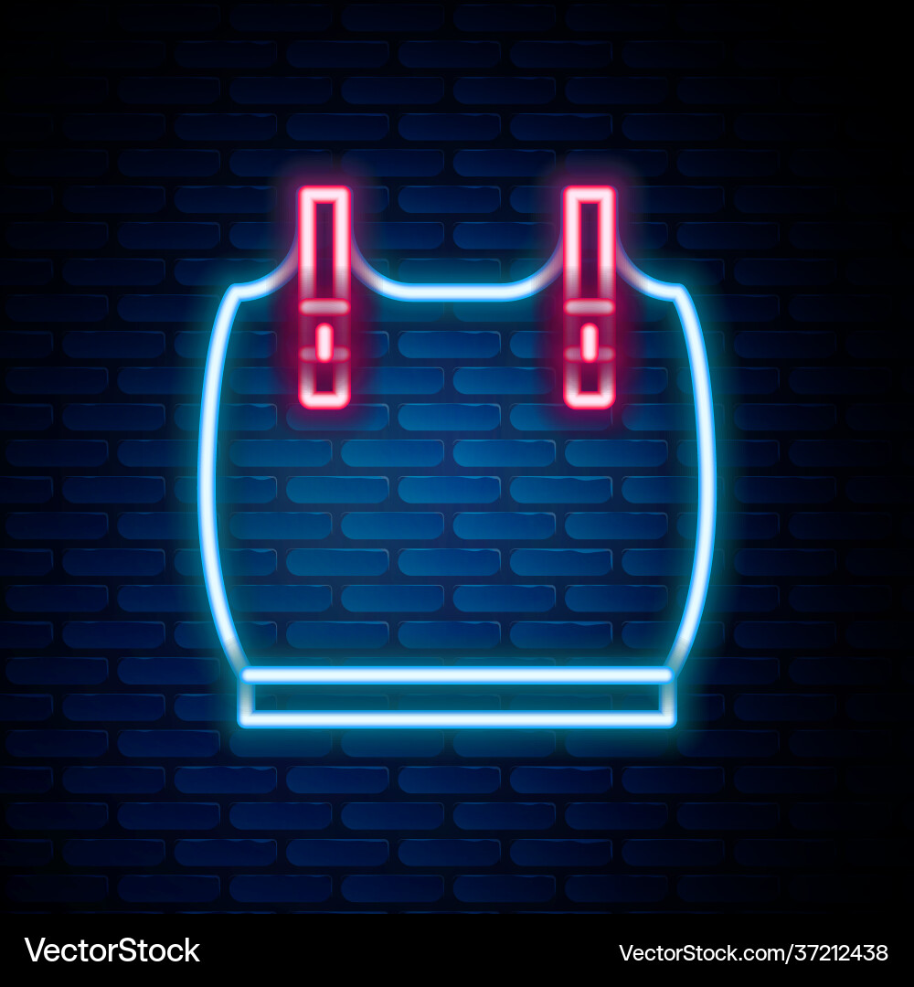 Glowing neon line body armor icon isolated Vector Image