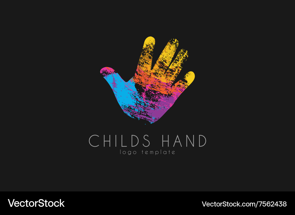 Hand logo design child colorful Royalty Free Vector Image