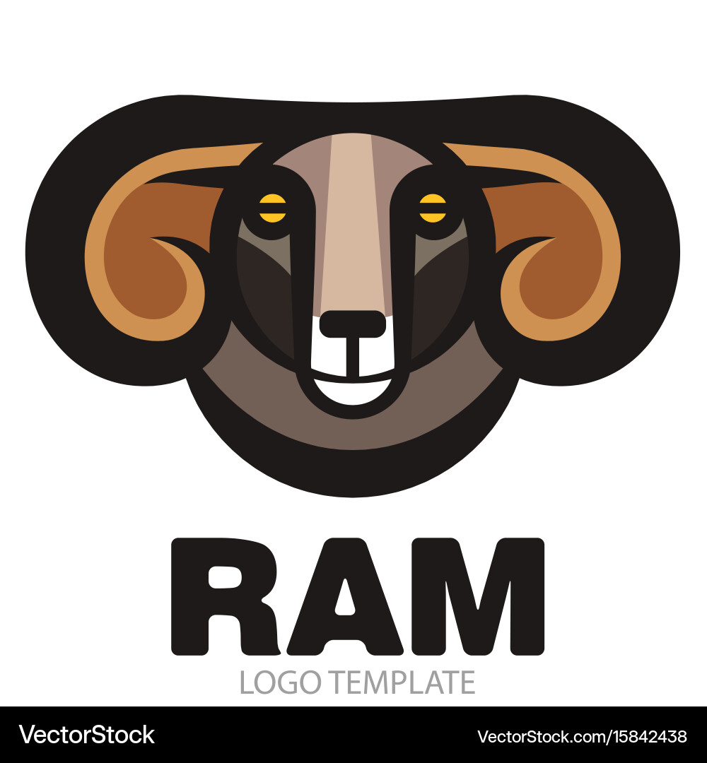 Head of horned dark ram Royalty Free Vector Image