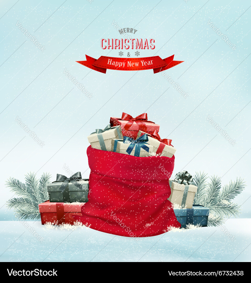 Holiday christmas background with a sack full Vector Image