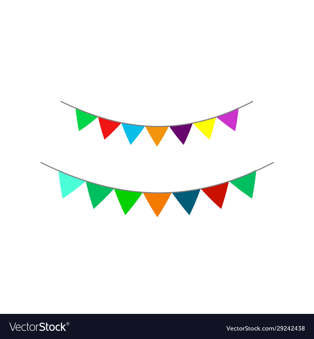 Image festive multi-colored flags on white Vector Image