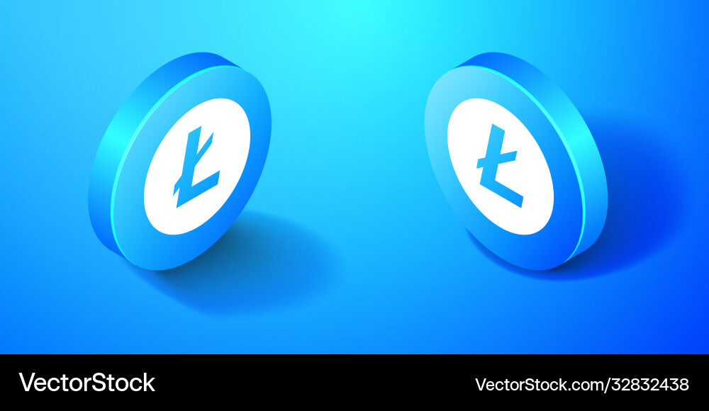 Isometric cryptocurrency coin litecoin ltc icon Vector Image