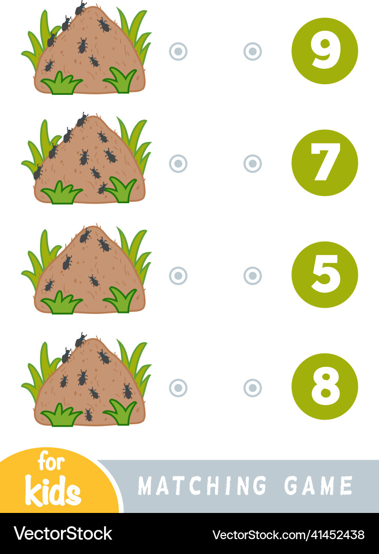 Matching game for children count how many ants Vector Image
