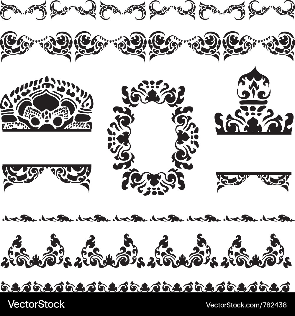 Set of cambodian floral pattern Royalty Free Vector Image