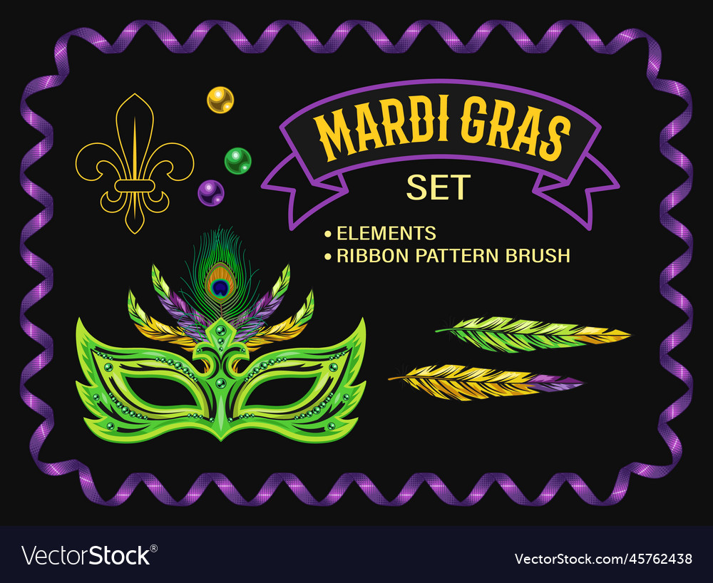 Set of design elements for carnival mardi gras Vector Image