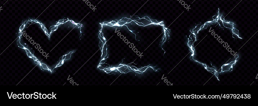 White frames made of glowing neon lightning Vector Image