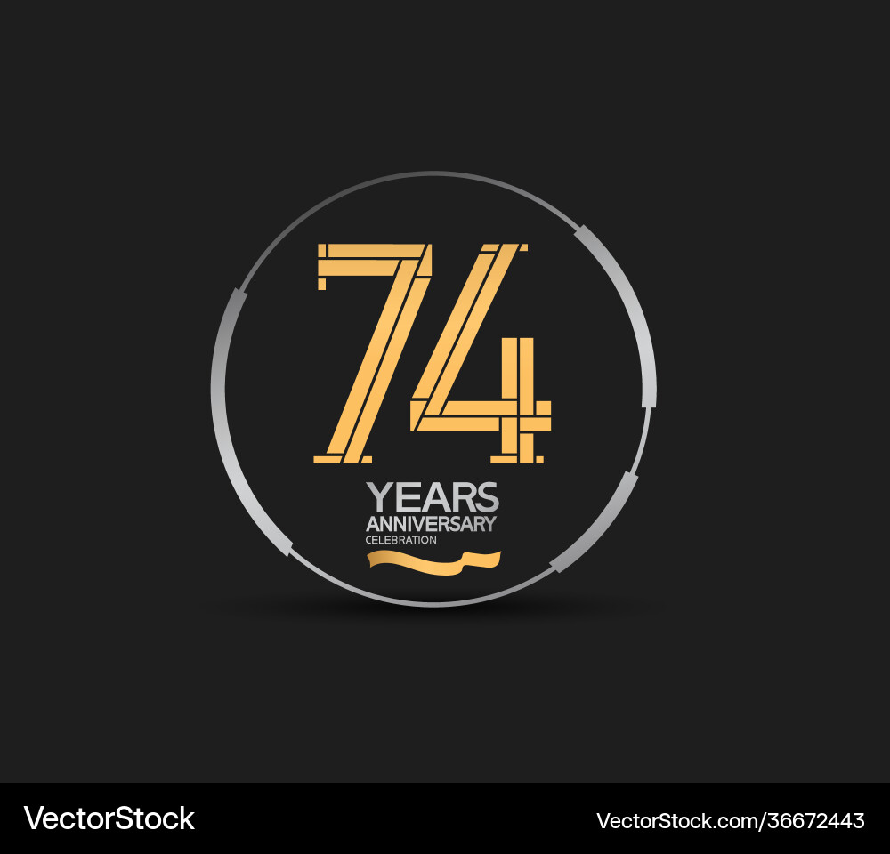 74 years golden anniversary logotype Royalty Free Vector