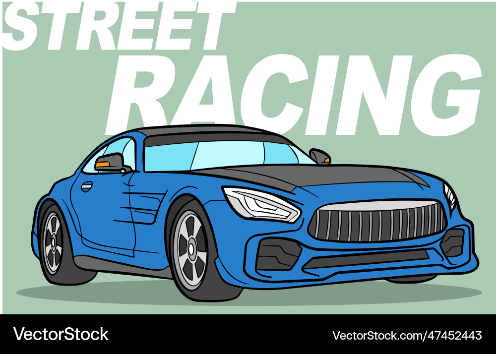 Blue street racing car Royalty Free Vector Image