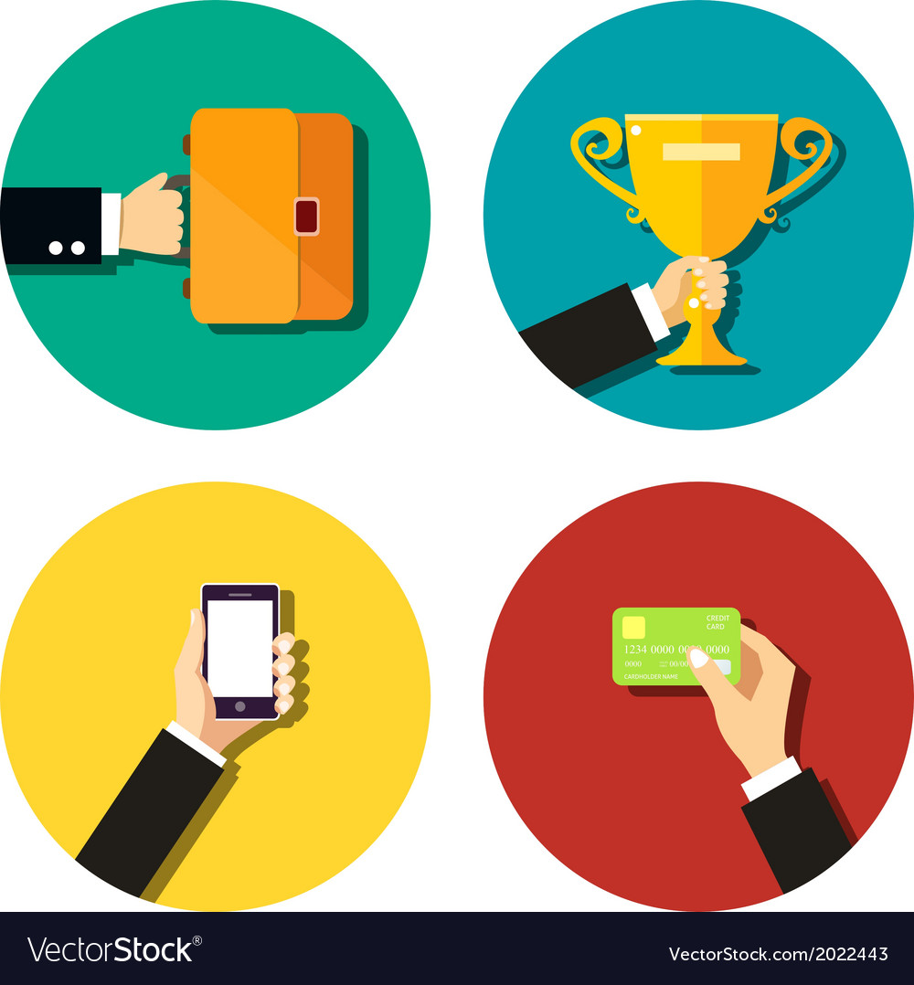 Business hands flat icons set Royalty Free Vector Image