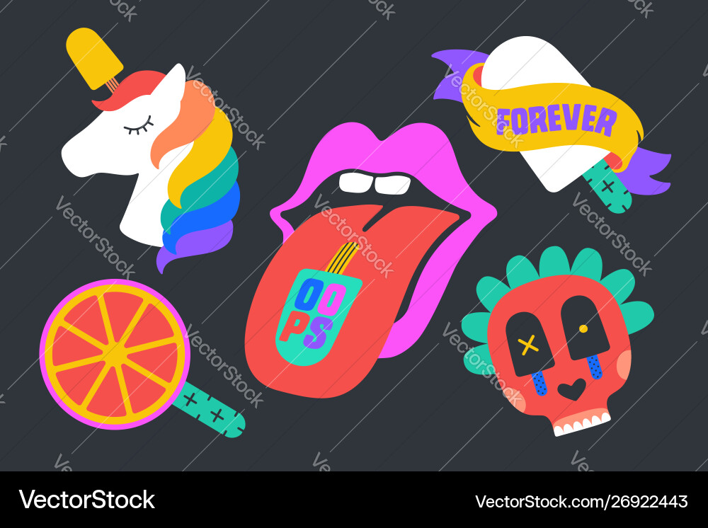Ice cream stickers colorful fun Royalty Free Vector Image