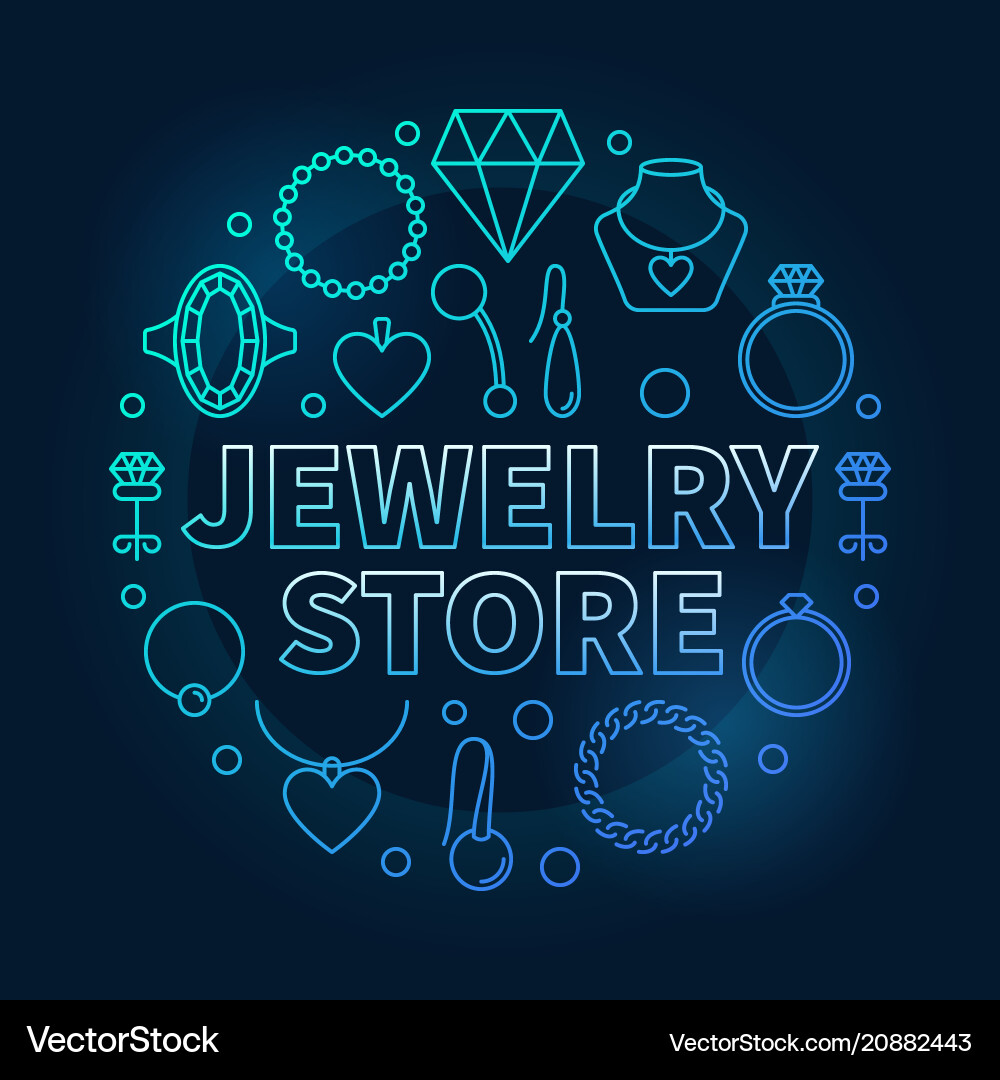 Jewelry store blue round on Royalty Free Vector Image