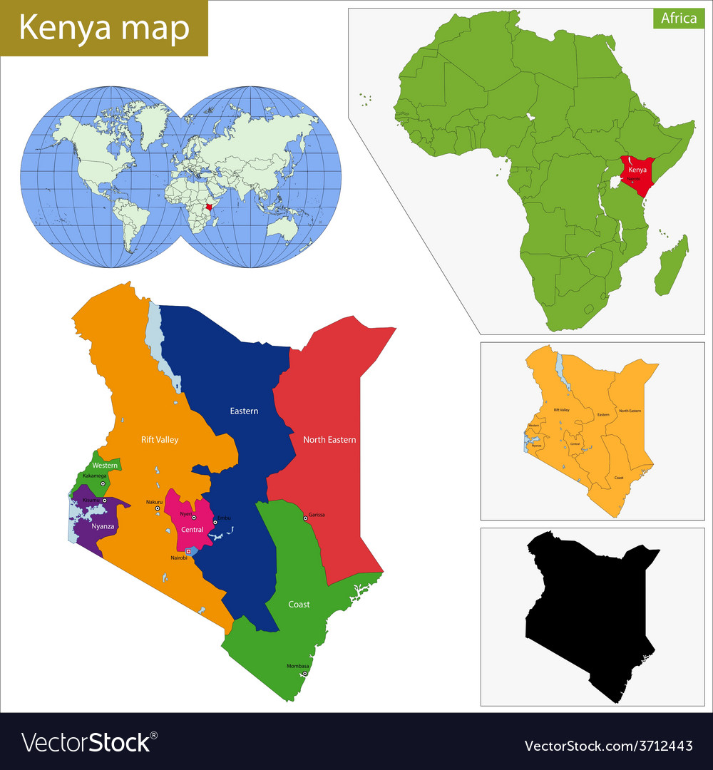 Kenya map Royalty Free Vector Image - VectorStock