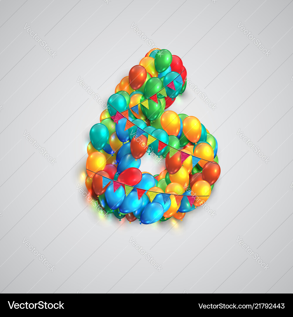 Number made by colorful balloons Royalty Free Vector Image