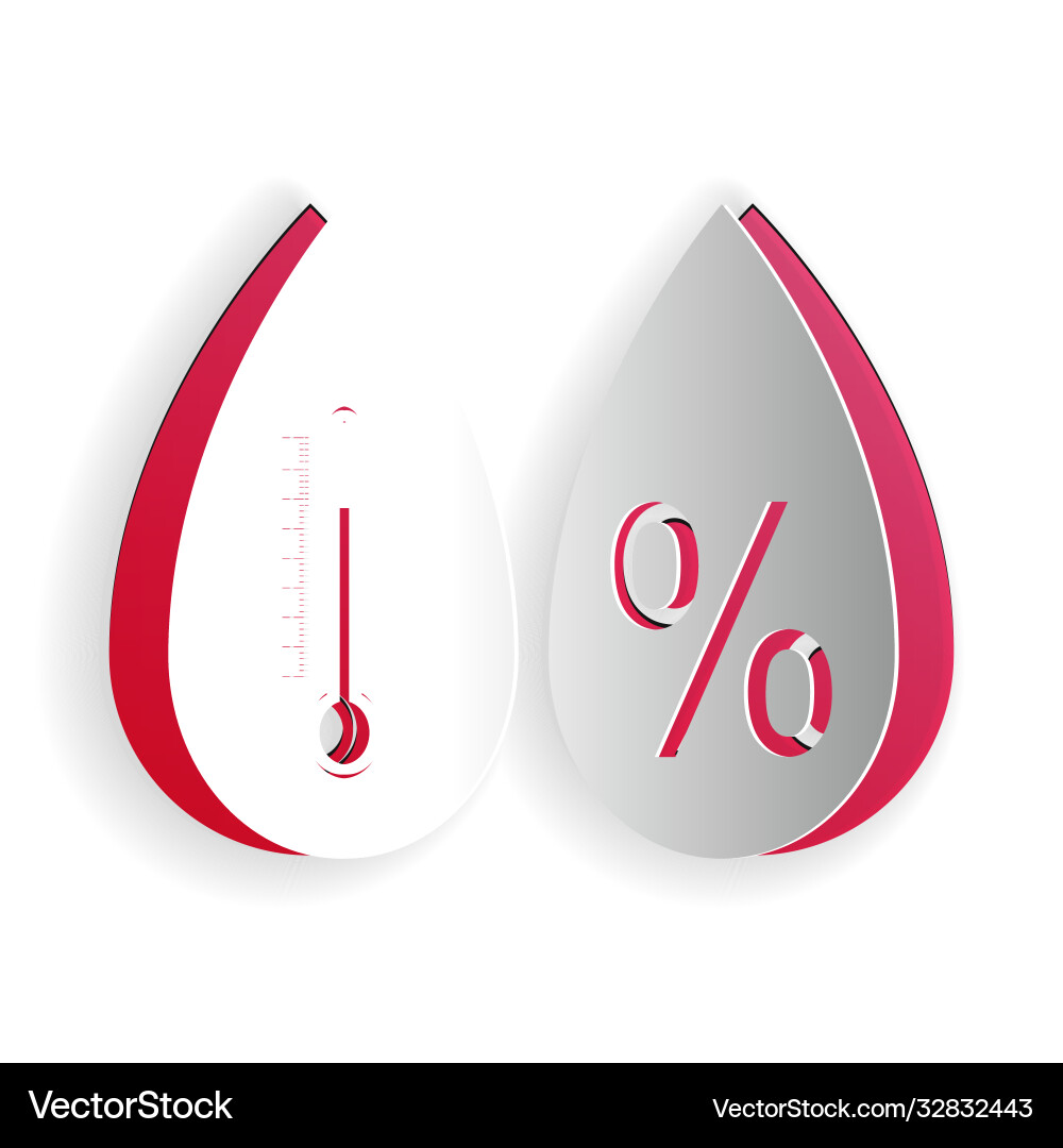 Paper cut humidity icon isolated on white Vector Image