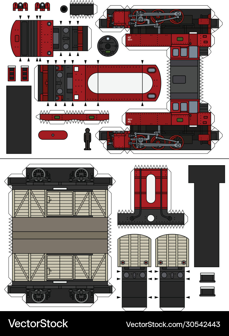 Paper model a vintage steam train Royalty Free Vector Image