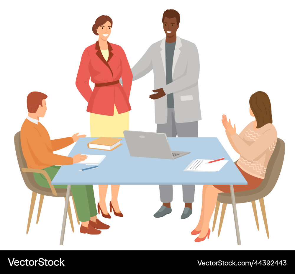 People working discussing business colleagues Vector Image