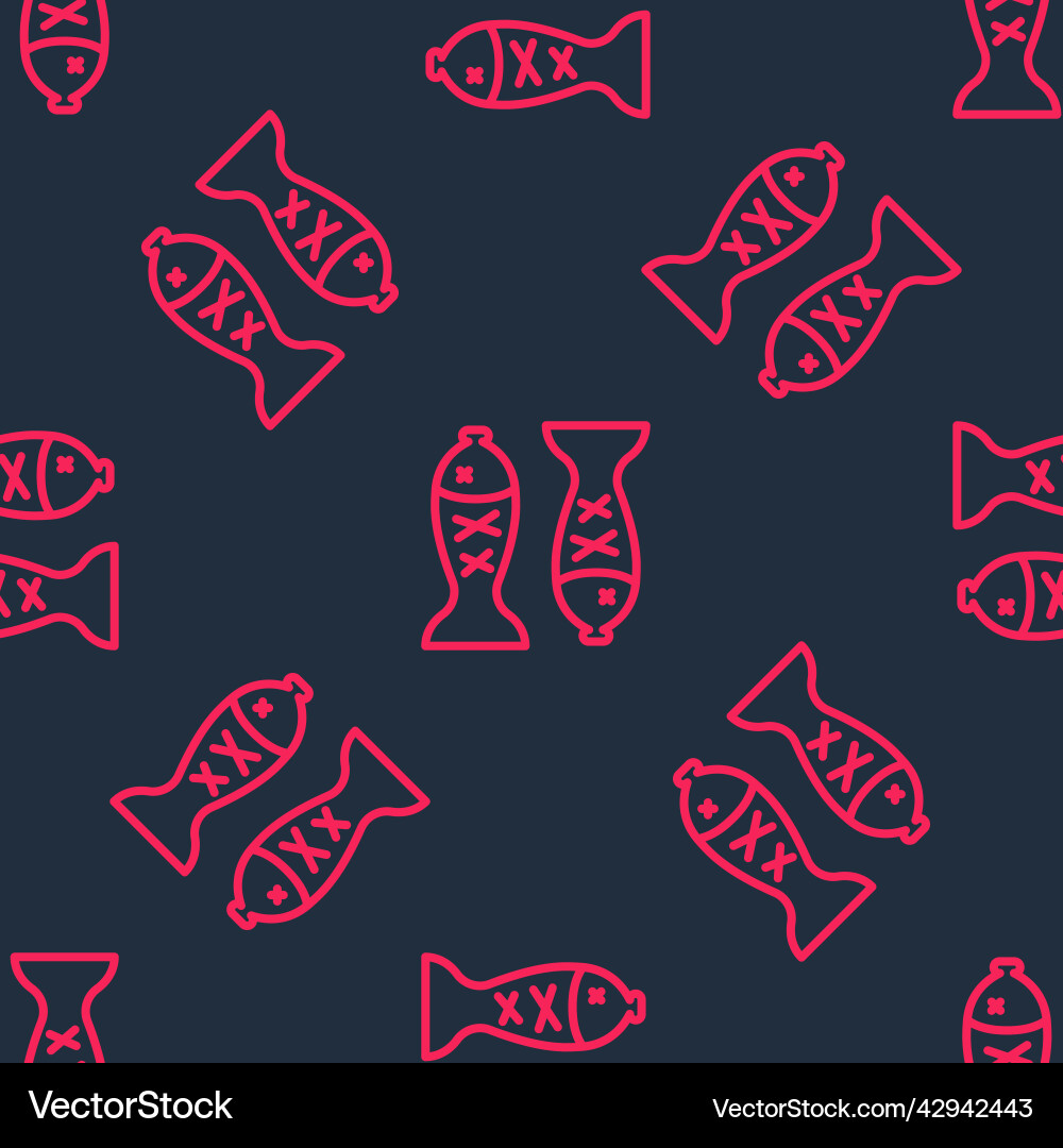 Red line served fish on a plate icon isolated Vector Image