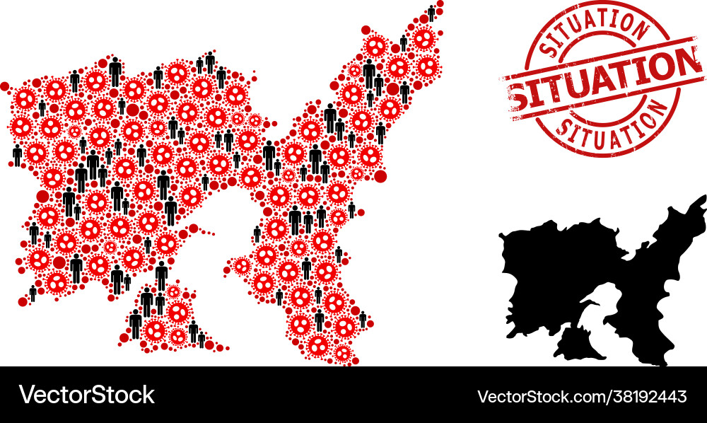Rubber situation watermark and men with flu virus Vector Image