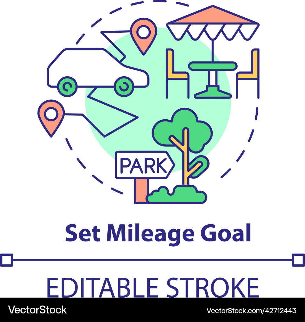 Set mileage goal concept icon Royalty Free Vector Image