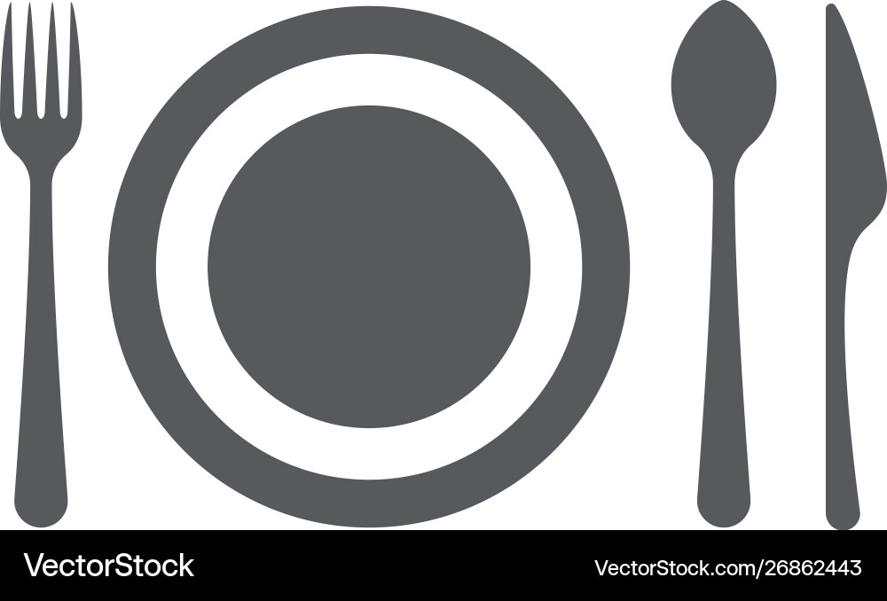 Spoon fork and plate Royalty Free Vector Image