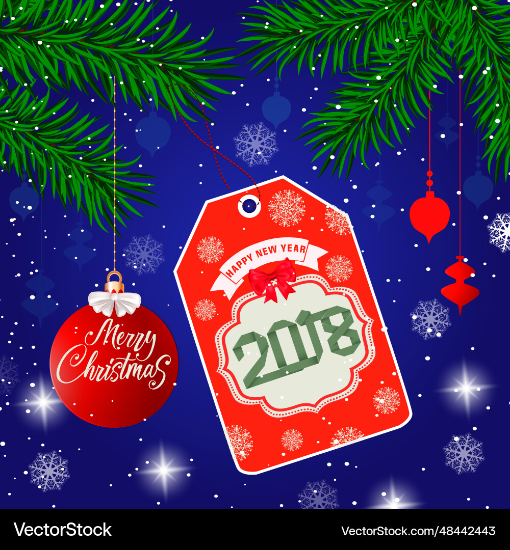 Twenty eighteen lettering on red tag Royalty Free Vector
