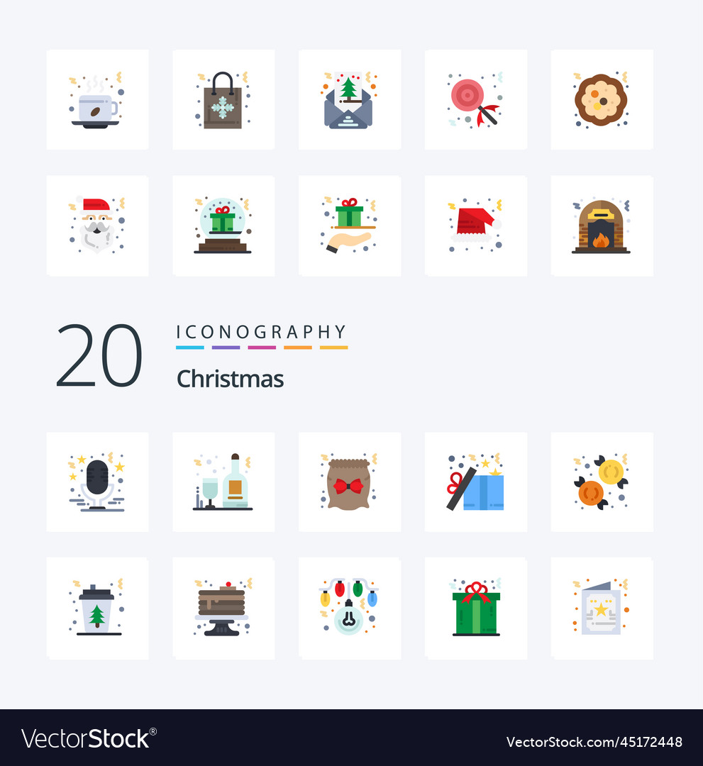 20 christmas flat color icon pack like star Vector Image
