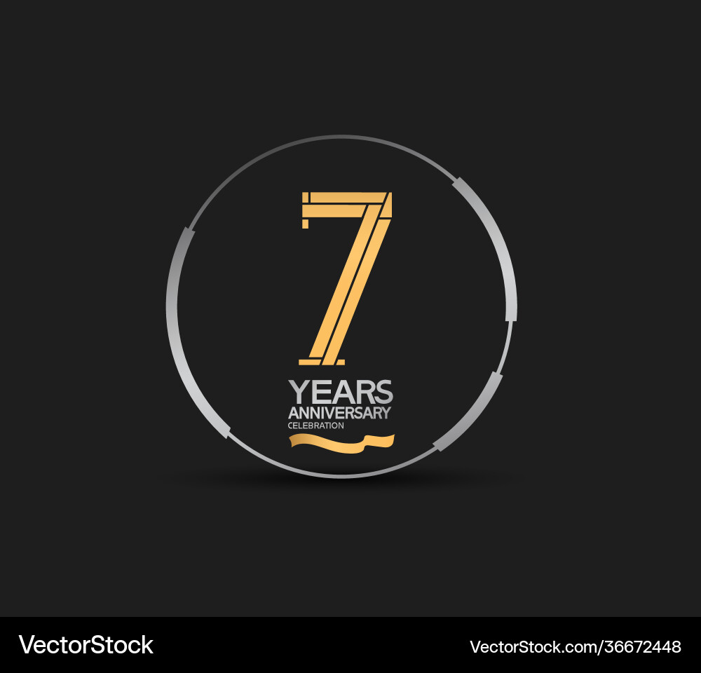 7 years golden anniversary logotype number Vector Image