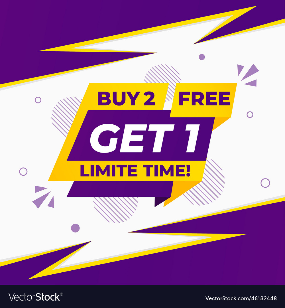 Buy 2 get 1 free limited time sale banner Vector Image