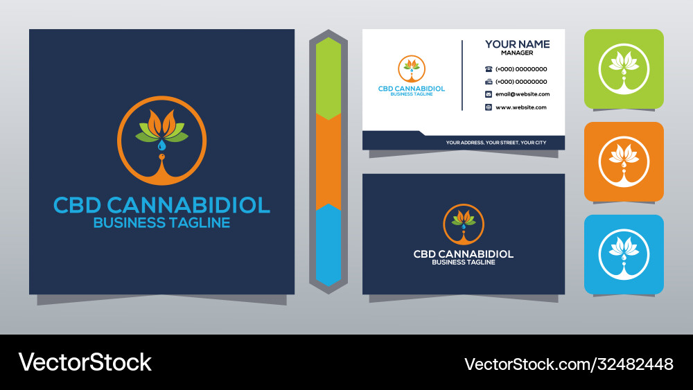 Cbd oil leaf cannabidiol icon template for Vector Image