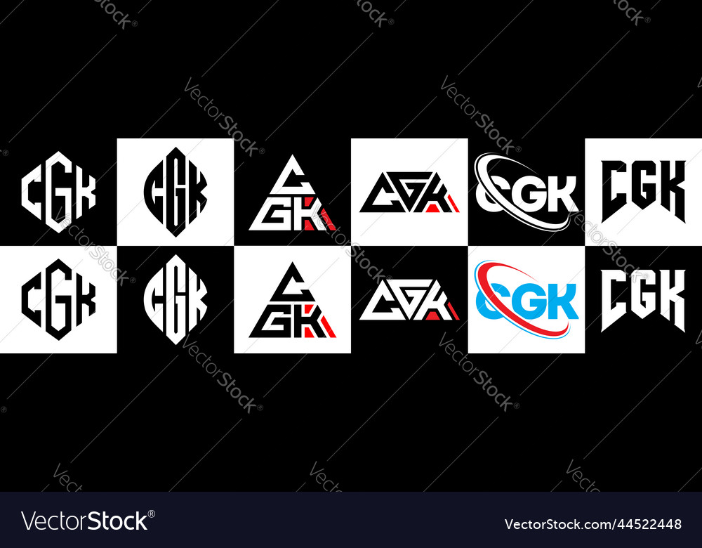 Cgk letter logo design in six style polygon Vector Image