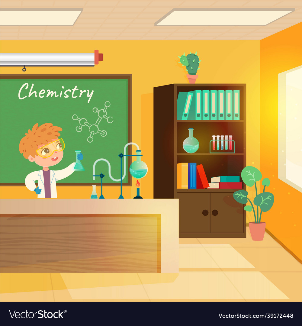 Chemistry lesson in classroom education school Vector Image