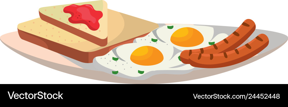 Delicious tasty breakfast cartoon Royalty Free Vector Image