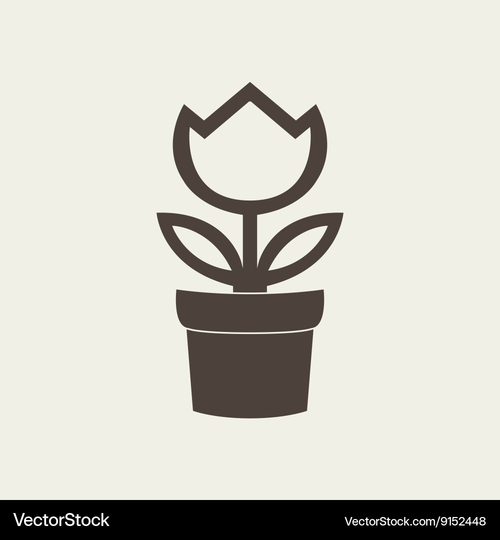 Flower in pot icon isolated on white background Vector Image