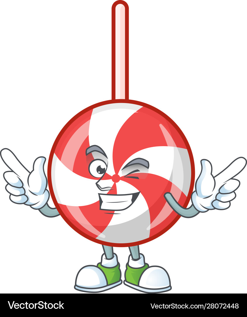 Funny striped peppermint candy cartoon character Vector Image