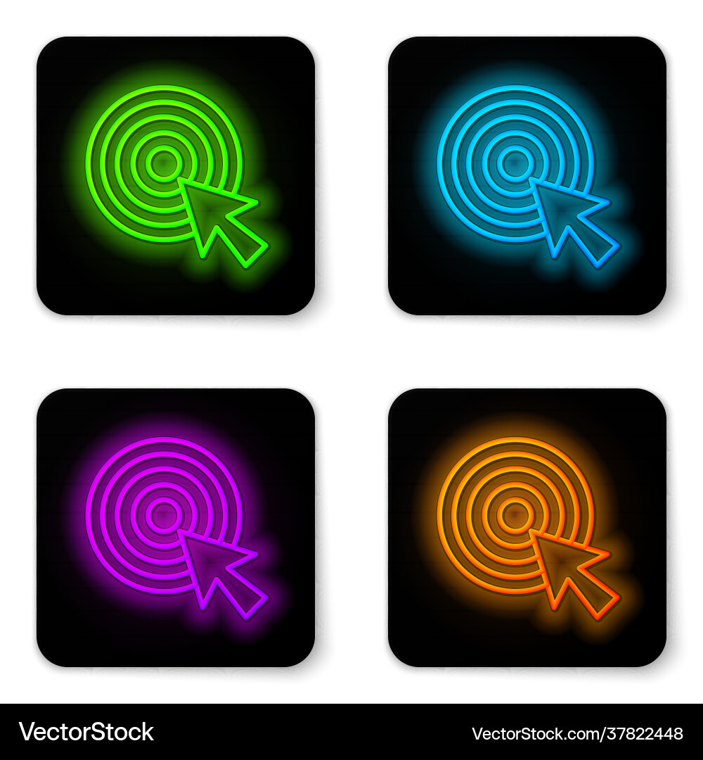Glowing neon line target with arrow icon isolated Vector Image