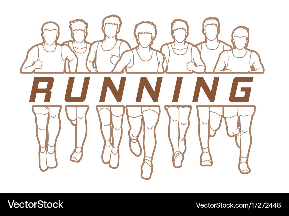 Group of men running with text Royalty Free Vector Image