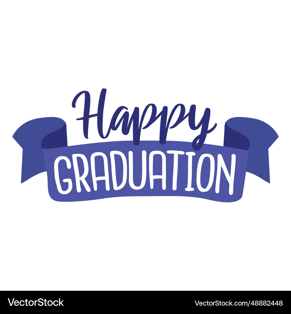Happy graduation ribbon sticker Royalty Free Vector Image