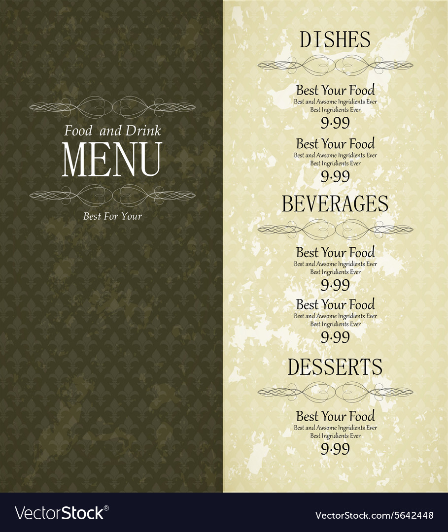 Menu restaurant Royalty Free Vector Image - VectorStock