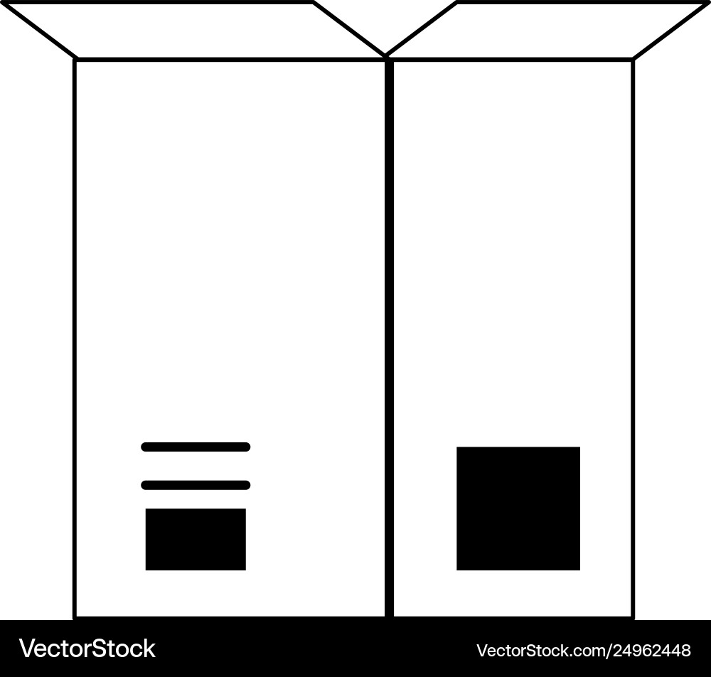 Open box delivery isolated in black and white Vector Image