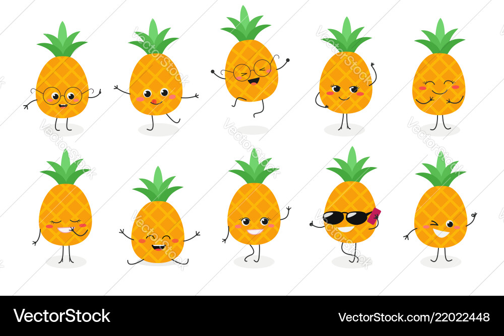 Pineapple emoticon n2 Royalty Free Vector Image