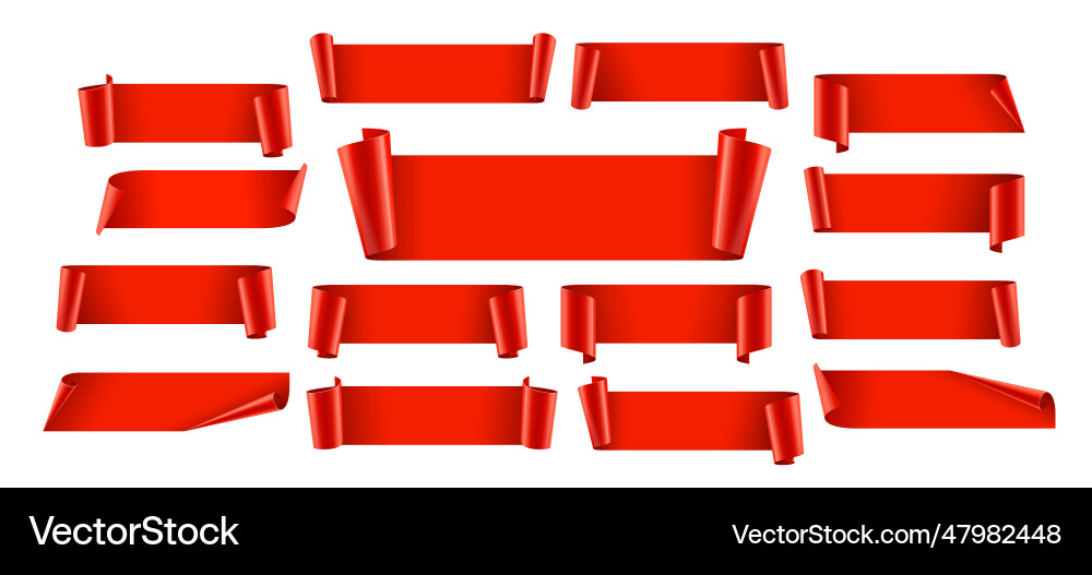 Realistic red glossy ribbons for your design Vector Image