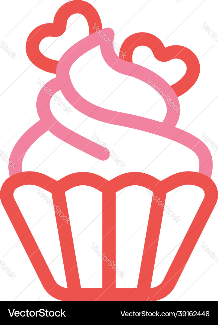 Red cupcake with little hearts on a white Vector Image