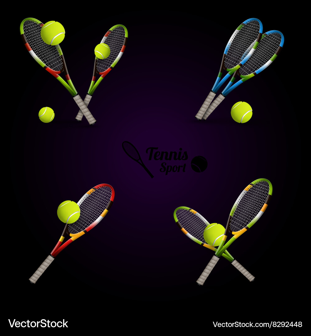 Tennis symbols as design elements balls Royalty Free Vector